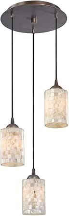 Multi-Light Pendant Light with Mosaic Glass and 3-Lights - Ceiling ...