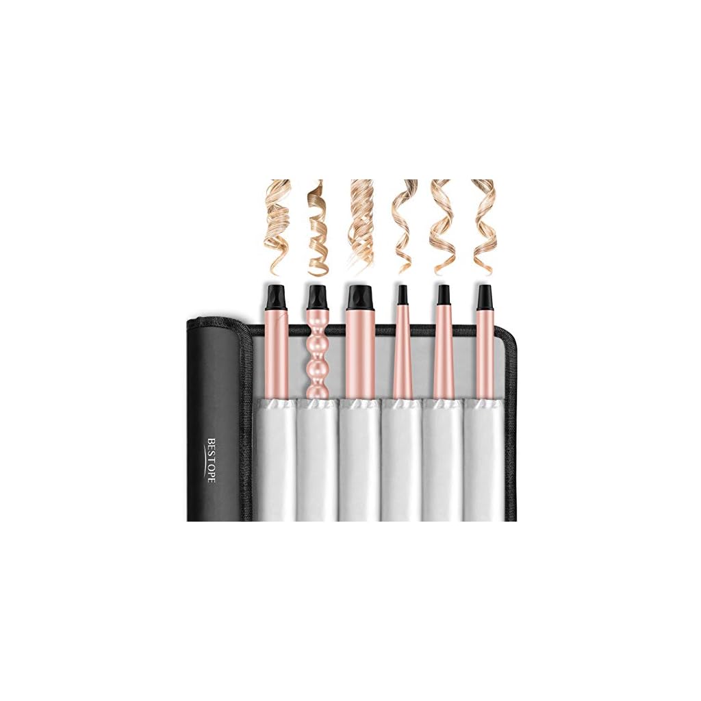 Curling Iron Set 6 in 1 Hair Curling Wand Iron with 6 Interchangeable ...