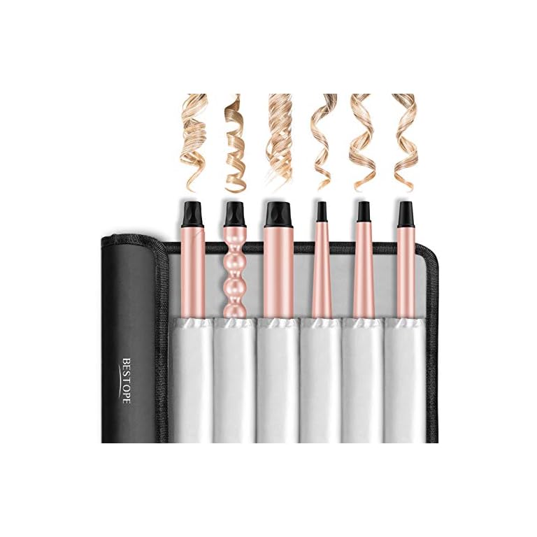 Curling Iron Set 6 in 1 Hair Curling Wand Iron with 6 Interchangeable ...
