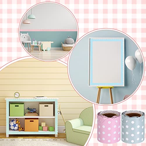 6 Rolls Boho Bulletin Board Borders Polka Dot Rolled Border Trim Pastel ...