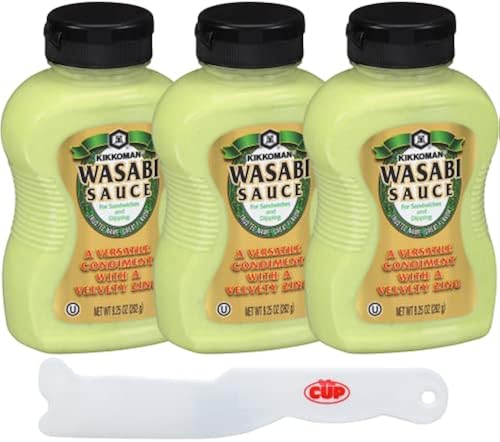 Kikkoman Wasabi Sauce 9.25 Ounce (Pack of 3) with By The Cup Spreader ...
