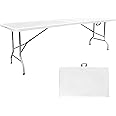 Amazon.com: Go-Trio 8 Foot Folding Table 8ft Foldable Portable Plastic ...