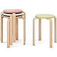 Amazon.com: Giantex Bentwood Stackable Stools Set of 4, 18" Round ...