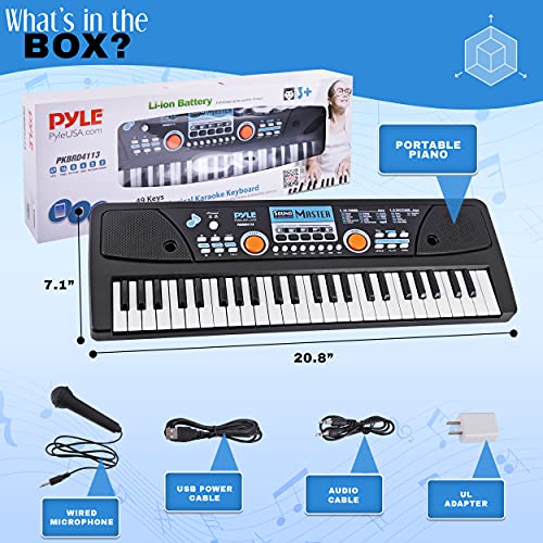 Pyle, Electric 49 Keys-Portable Digital Musical Karaoke Piano Keyboard ...