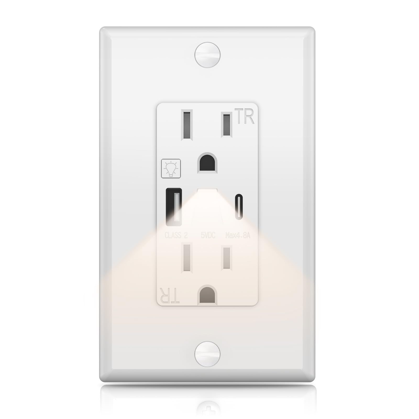 USB Outlet with Night Light Fast Charge - 4.8A USB Electrical Outlet ...