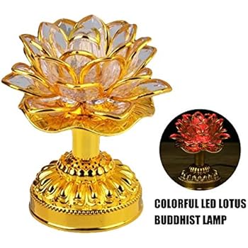 Amazon.com: Omeet 7 Colorful LED Lotus Buddhist Lamp, Buddha Lotus ...