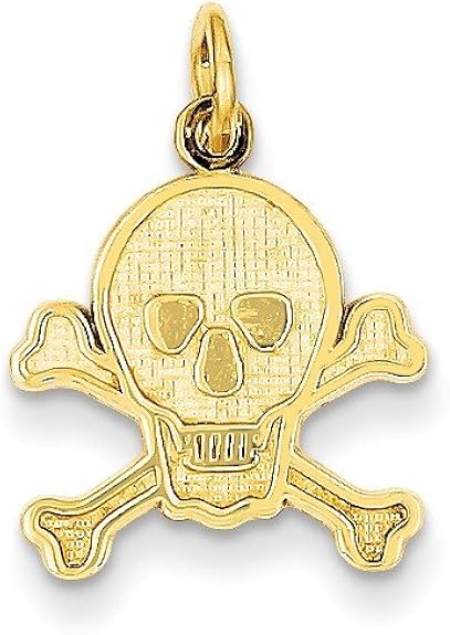 Amazon.com: 14k Yellow Gold Skull and Bones Charm: Jewelry