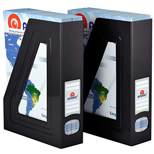 Acrimet Magazine File Holder Rack Organizer (Plastic) (Black Color) (2 ...