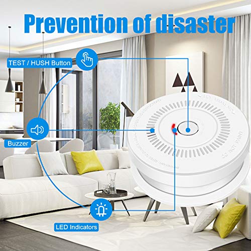 3 Pack Smoke Detector, Portable Fire Alarms Smoke Alarms Battery ...