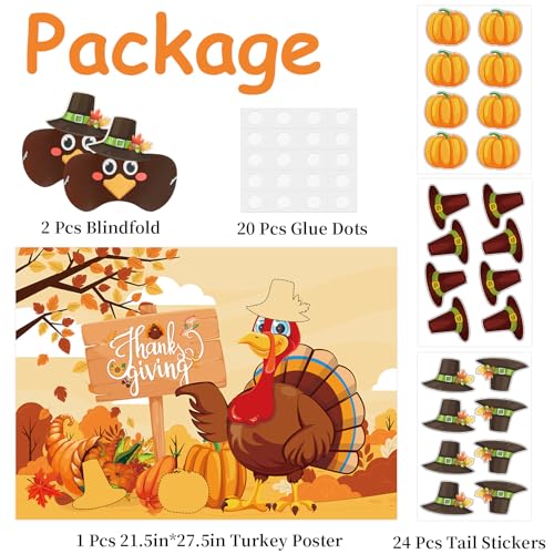 VOCOOL Thanksgiving Games for Kids Pin The Hat on The Turkey ...