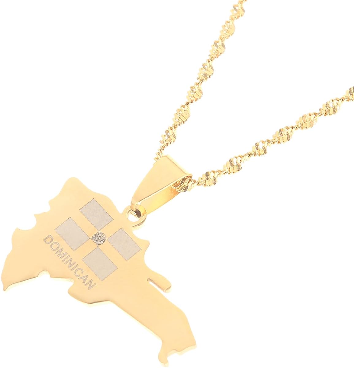 Stainless Steel The Dominican Republic Map Pendant Necklace for Women ...