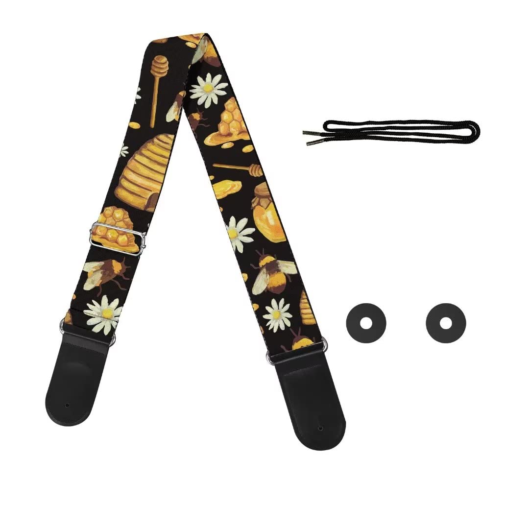 GLENLCWE Bee Honey Guitar Strap for Acoustic&Electric&Bass Guitars ...