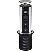 Retractable Pop-Up Power Socket 3 US Plug and 2 USB Charging Ports ...