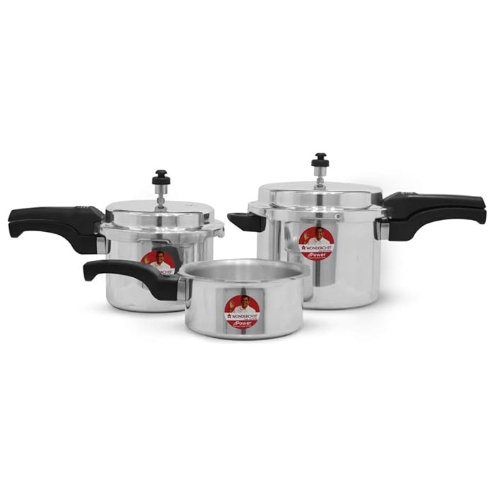Wonderchef Power Aluminium Pressure Cooker Combo Set,3-Pieces, Silver ...