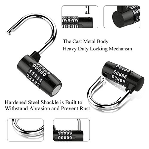 YoungRich 5 Digit Combination Lock Padlock Set Waterproof Antirust ...