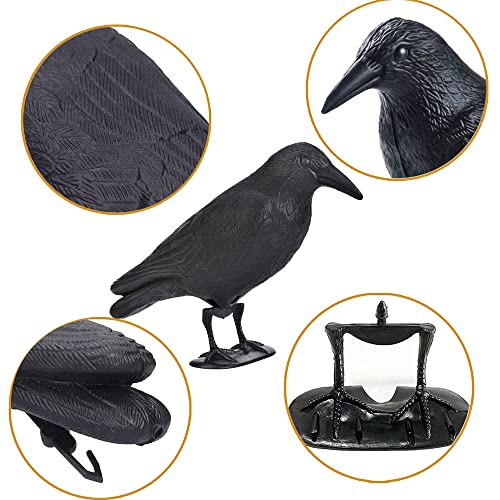 TarppedRock Plastic Crow Decoy, Fake Crow Decoys For Hunting, Black ...