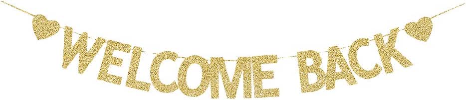 Amazon.com: Welcome Back Banner, Welcome Party Gold Gliter Paper Sign ...