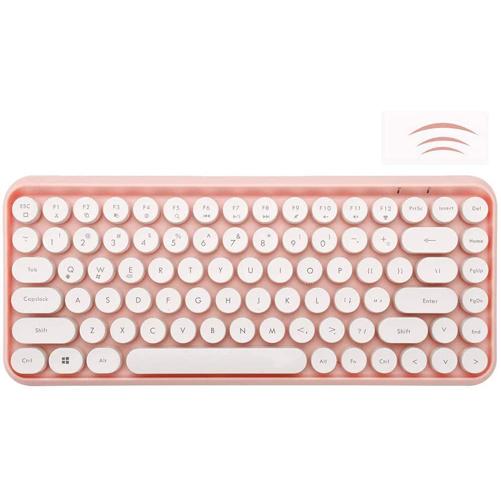 Mua Wireless Bluetooth Keyboard Mini Portable 84 Key Typewriter Retro Round Keycaps Keyboard