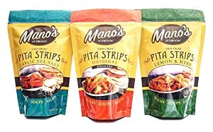 Amazon.com: Mano’s Authentic Pita Chip Strips Variety Pack - Healthy ...