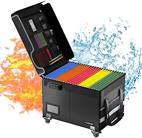 Fireproof Document Box, ELOBOON Fireproof File Organizer Box with ...