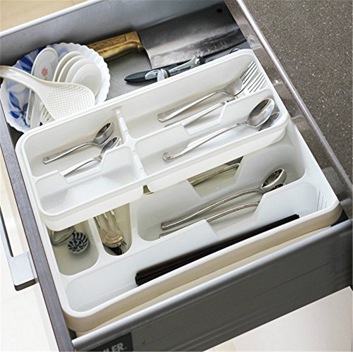 Stock Show Double Layer Stacking Movable Cutlery Tray, 2 in 1 Large ...