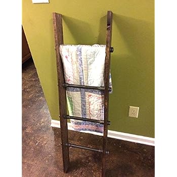 Amazon.com: Rustic Industrial Pipe and Wood Blanket Ladder - Wood Quilt ...
