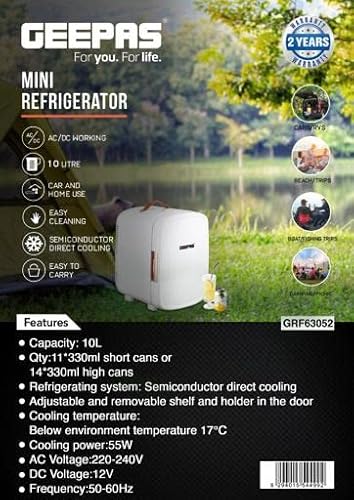 Geepas 10 L Mini Refrigerator- GRF63052| Mini Fridge, Ideal for Home ...