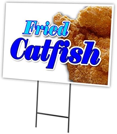 Amazon.com: Fried Catfish 18"x24" Yard Sign & Stake Outdoor Plastic ...