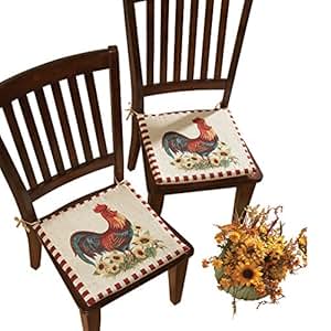 Amazon.com: Collections Etc Rooster Chair Cushions - Set of 2: Home ...