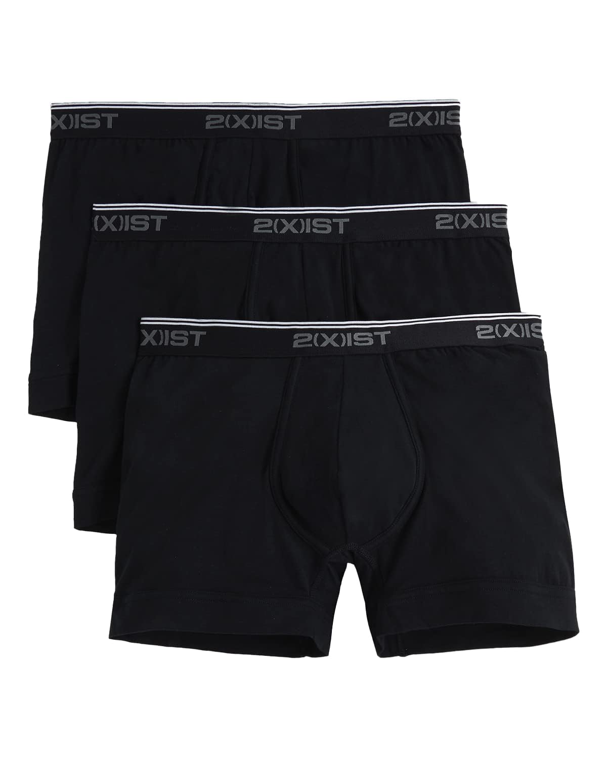 2(X)IST Mens Cotton Stretch 3-pack Boxer-briefs, Black, Medium US for ...