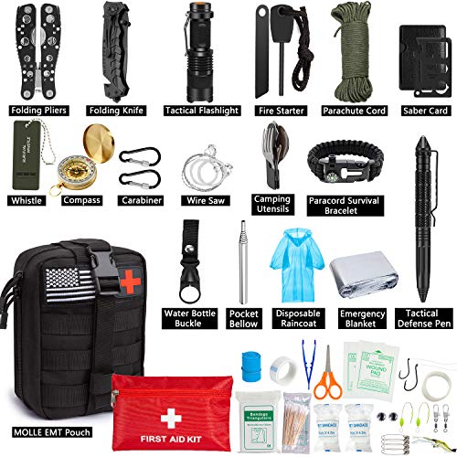 Emergency Survival Kit 47 in 1 Professional Survival Gear Tool First Aid Kit SOS Emergency ...