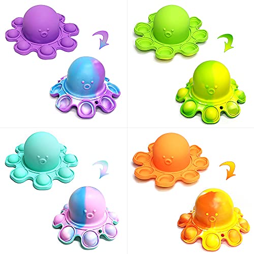 Reversible Octopus Push Pop Bubble Fidget Toy 4 Pack, Flip Octopus Push ...