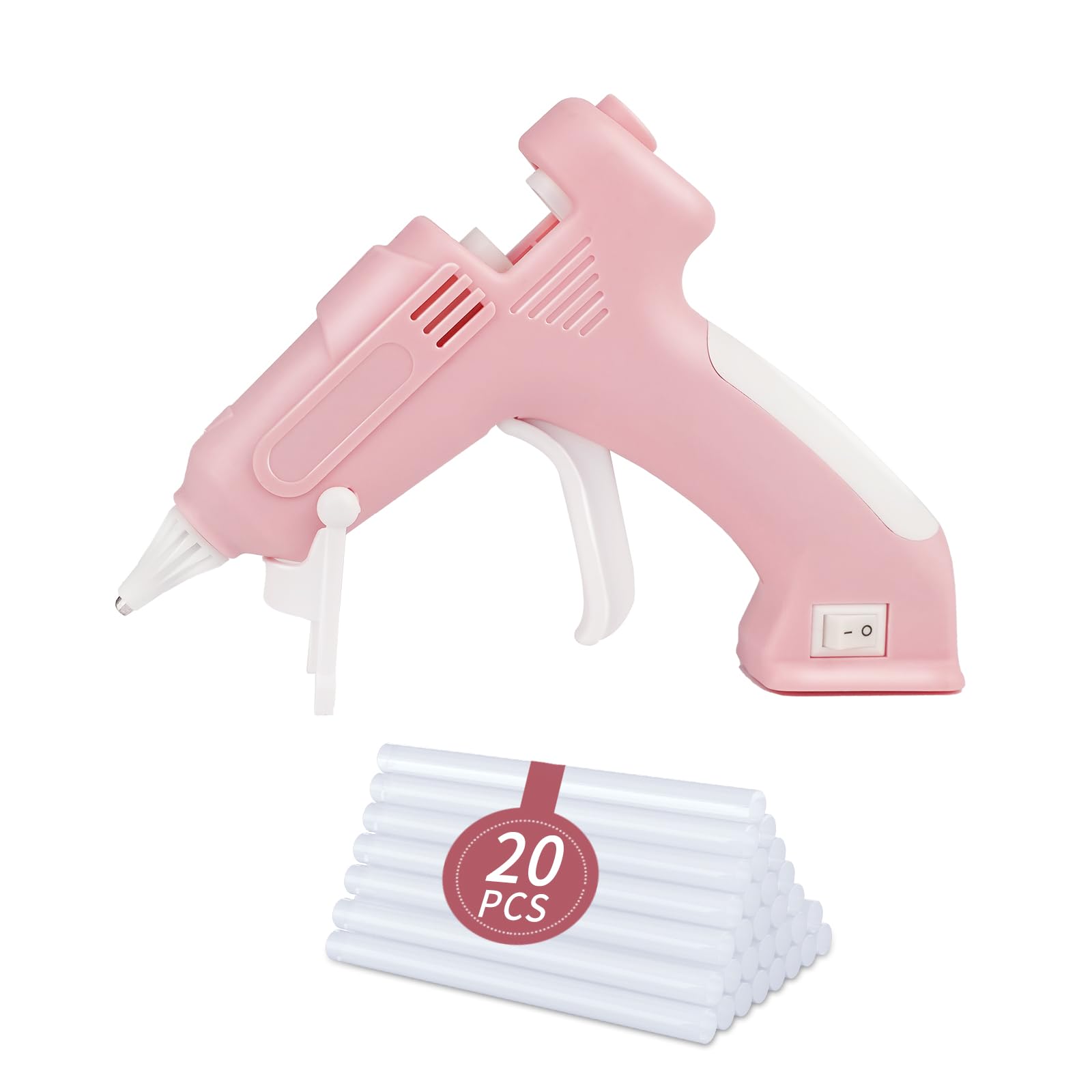 YAIZIXIAO Pink Cordless Hot Glue Gun?Mini Hot Glue Gun Kit with 20 Pcs ...