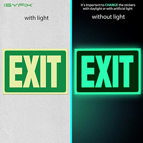 Exit Photoluminescent Signs Stickers – 2 Pack 10x7 Inch – Premium Self ...