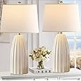 Hamucd Modern Beige Ceramic Table Lamps Set of 2 for Living Room ...