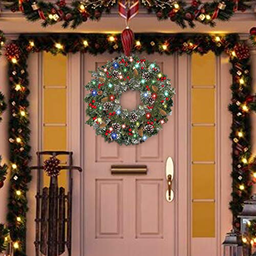 TURNMEON 24 Inch Christmas Wreath with Light - Battery Operated Pre-lit ...