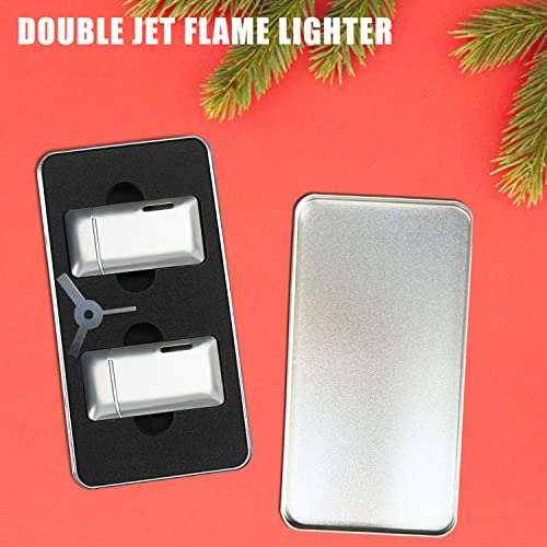 Futlidys 2 Pack Mini Torch Lighter Butane Refillable, Double Flame Butane Lighter with Visible ...