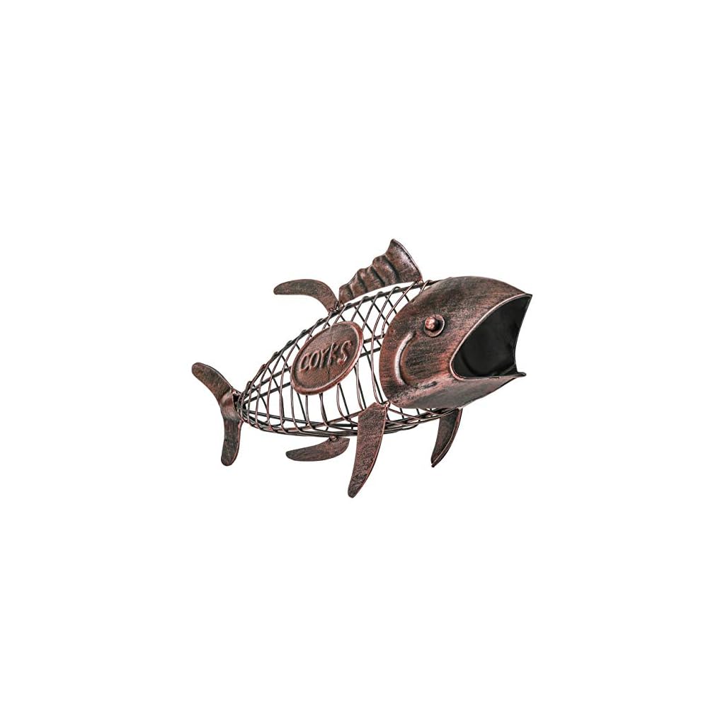 J. Regarno Wine Cork Holder Cage ~ Fish Themed Gifts ~ Small Metal Cork ...