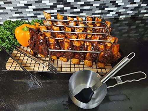 Large Rib Rack for Smoking - BBQ Rib Rack Gas Charcoal Smoker ...