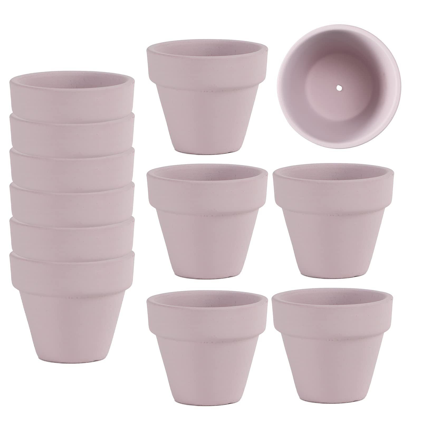 Mini Pink Terracotta Clay Flower Pots 2 inch with Drainage Holes for ...