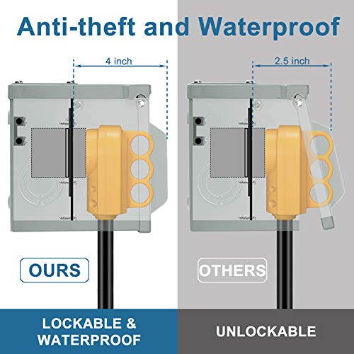 30 Amp 125 Volt RV Power Outlet Box, Enclosed Lockable Weatherproof ...