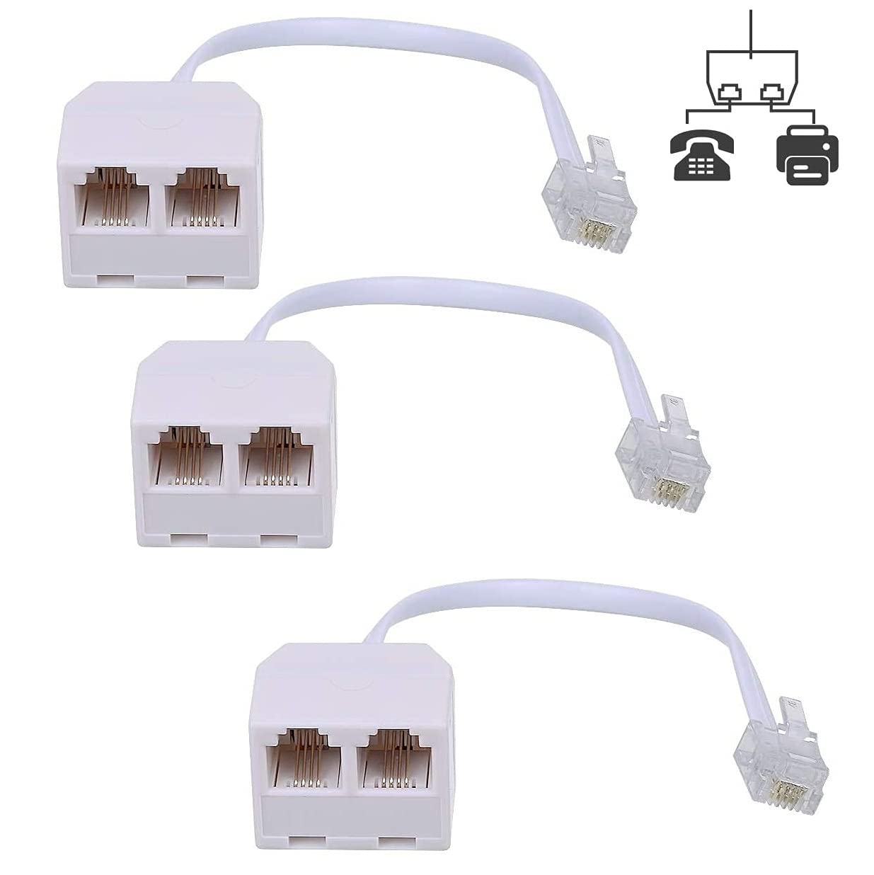 Phone Line Splitter RJ11 Male To Female Two Way Phone Line Splitter ...