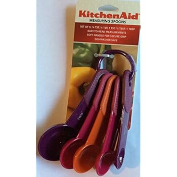 Amazon.com: KitchenAid Classic Set of 5 Plastic Measuring Spoons, Green ...