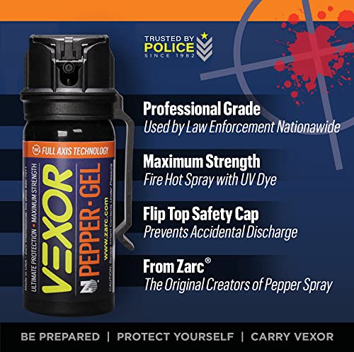 VEXOR® Pepper Gel from Zarc™, Maximum Strength Police Pepper Spray, Gel is The Future, Full Axis ...
