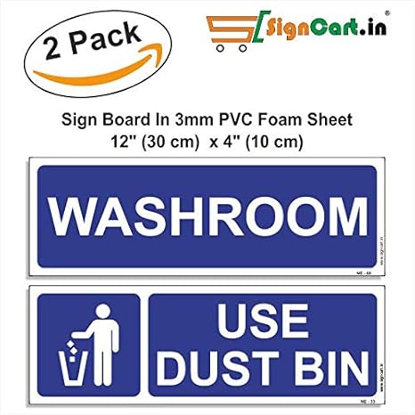 signcart - Washroom & Dustbin Sign in 3mm PVC Foam Sheet: Amazon.in ...