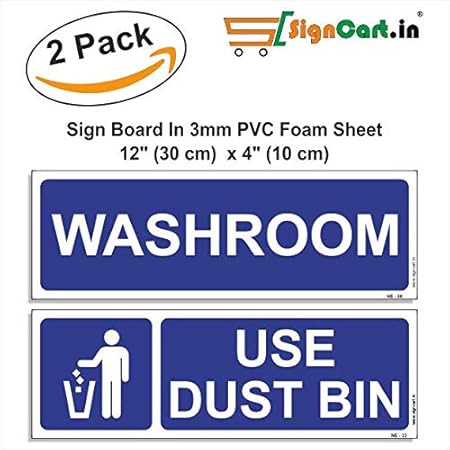 signcart - Washroom & Dustbin Sign in 3mm PVC Foam Sheet: Amazon.in ...