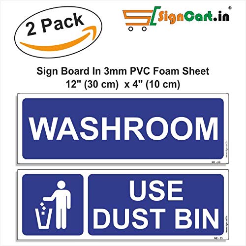 signcart - Washroom & Dustbin Sign in 3mm PVC Foam Sheet: Amazon.in ...