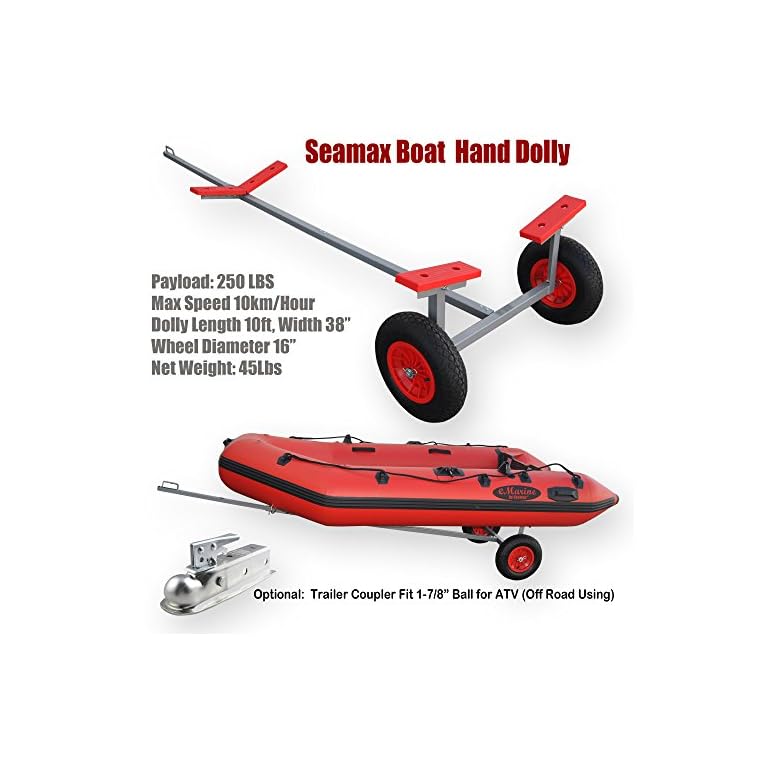 Seamax Portable Boat Hand Dolly Set with 16” Wheels, Fully Extended to ...