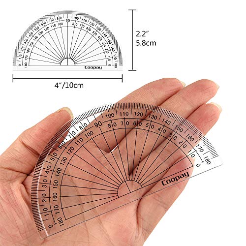 Coopay 24 Pack Plastic Protractors Clear Protractor Student Math Protractor Set 180 Degrees for ...