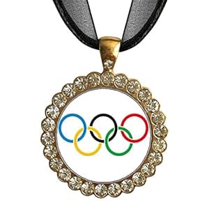 Amazon.com: GiftJewelryShop Gold-plated Olympic five rings White ...